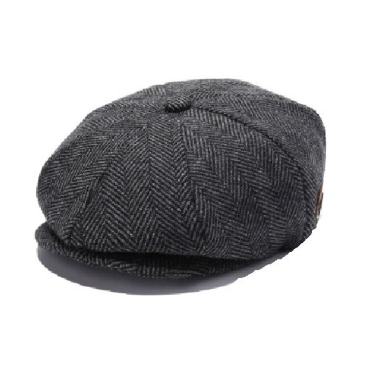 8 Panel Cap Men's Herringbone Baker Boy Hat Tweed Wool - Etsy