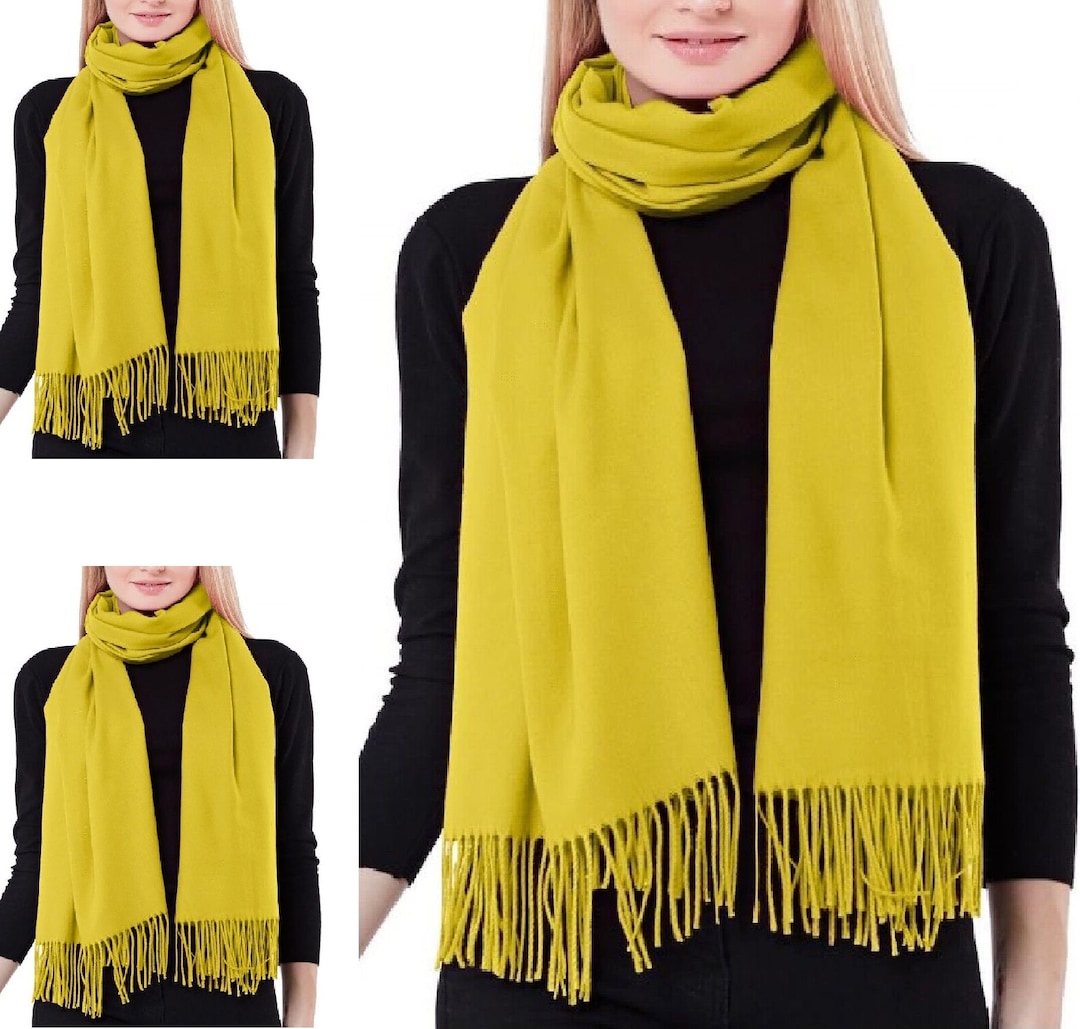 Mustard Yellow Cashmere Scarf Ladies Wool Blend Shawl Soft - Etsy