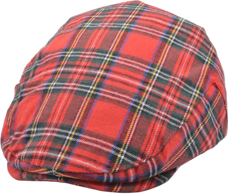 Scottish Tartan Flat Cap Mens Herringbone Harris Tweed Wool Bakerboy ...