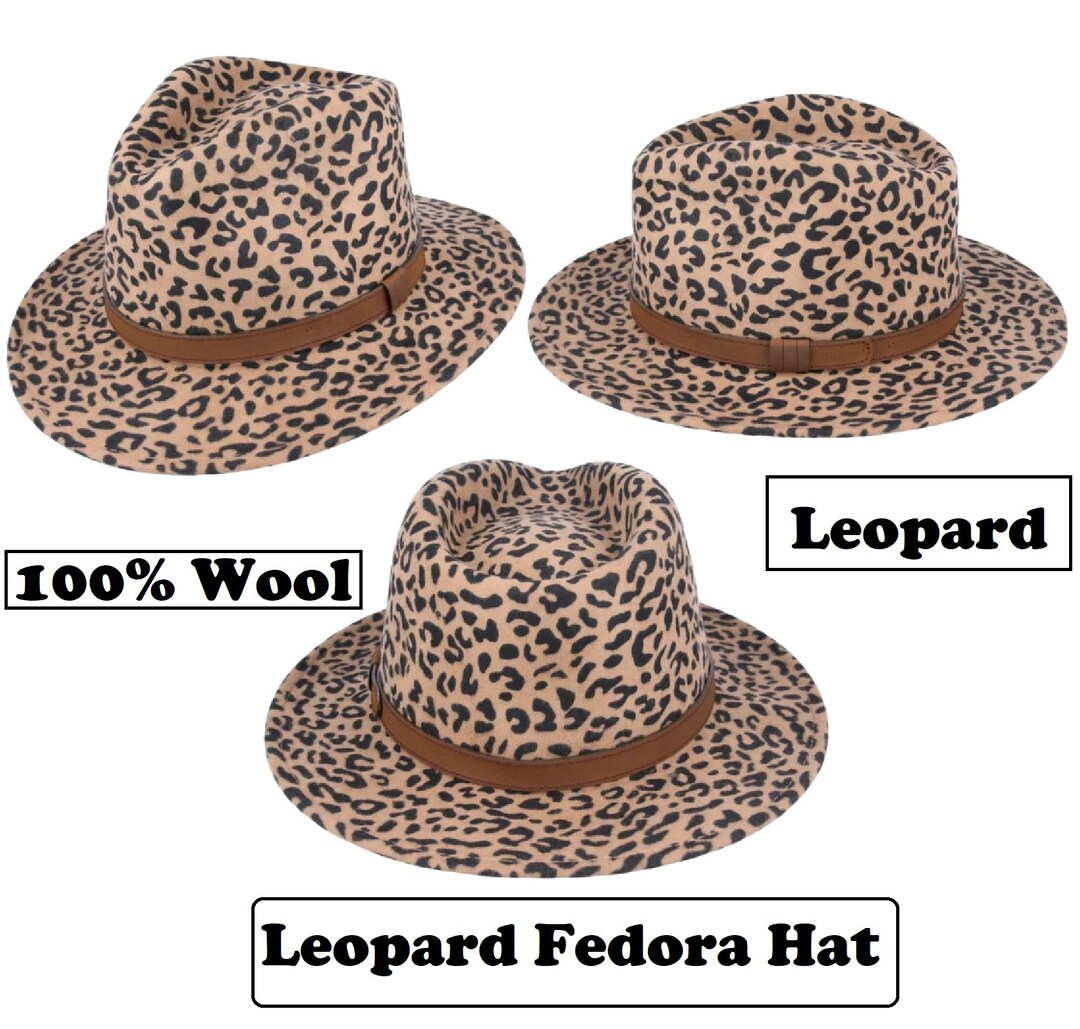 Leopard Fedora Hat, Crushable Wool Felt Fedora Hat, Leopard Classic ...