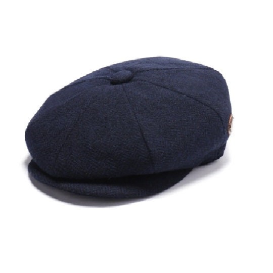 8 Panel Cap Men's Herringbone Baker Boy Hat Tweed Wool - Etsy