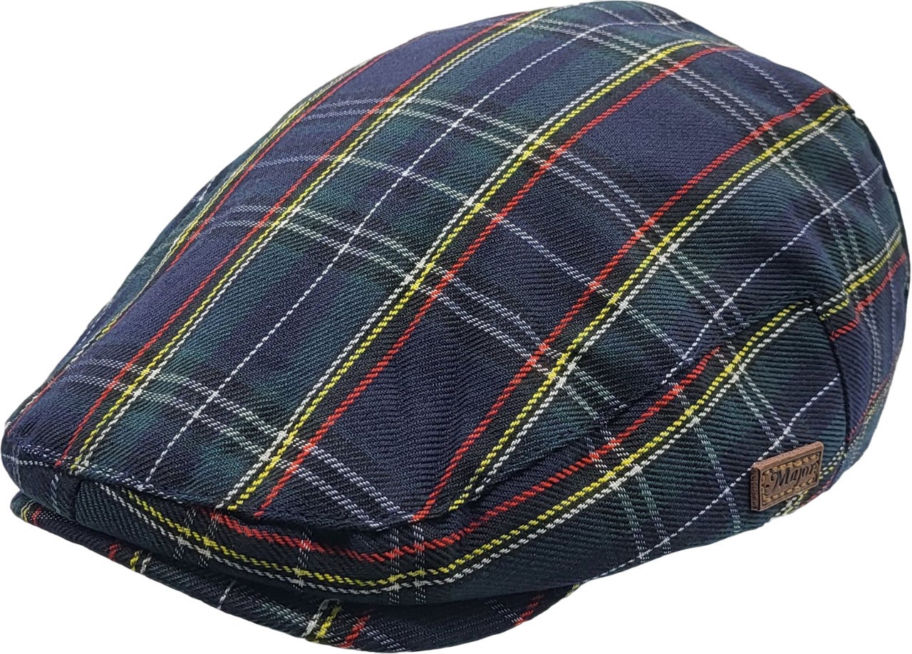 Scottish Tartan Flat Cap Mens Herringbone Harris Tweed Wool Bakerboy ...