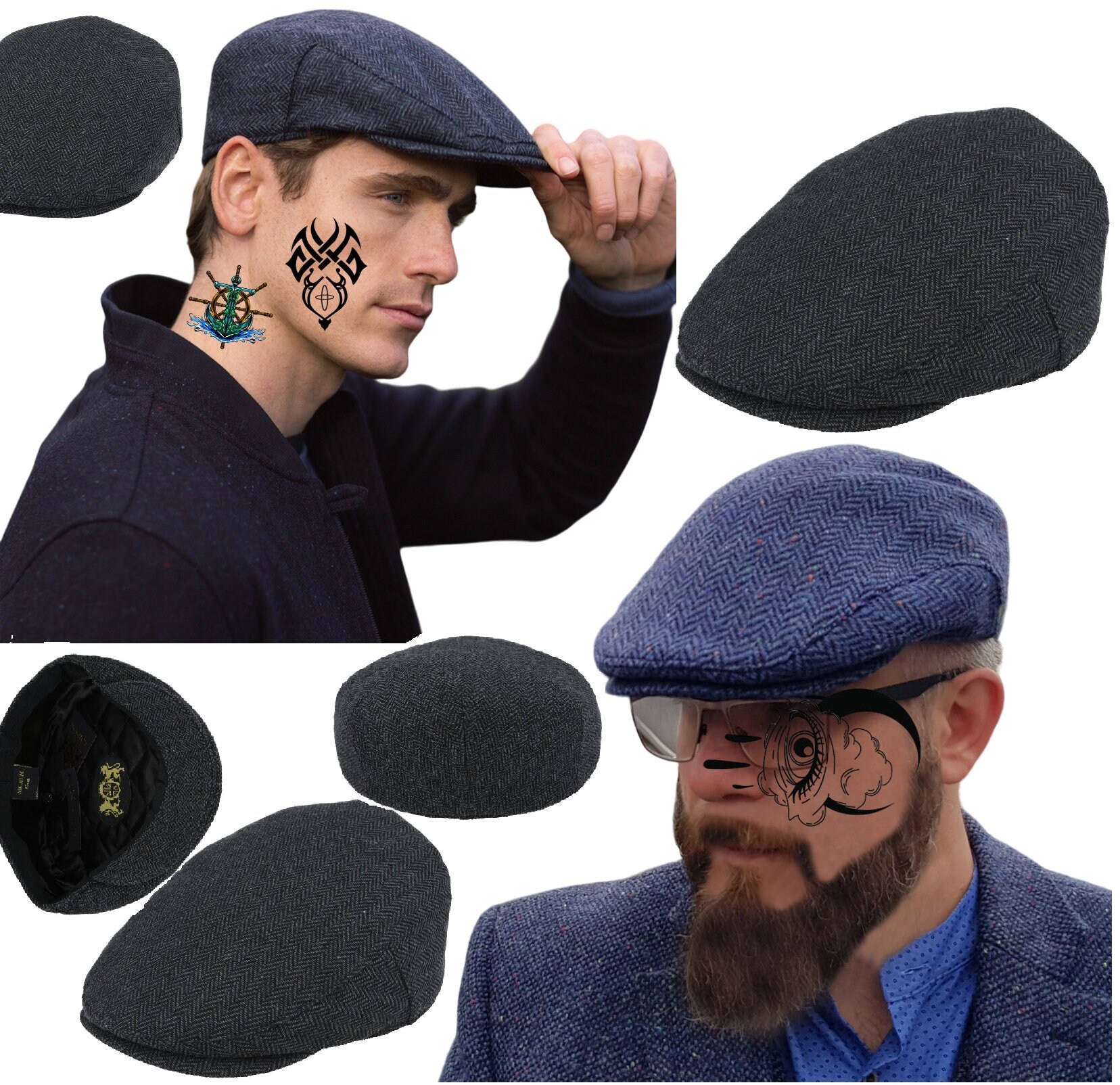 Flat Caps Herringbone Mens Wool Newsboy Gatsby Country Side - Etsy