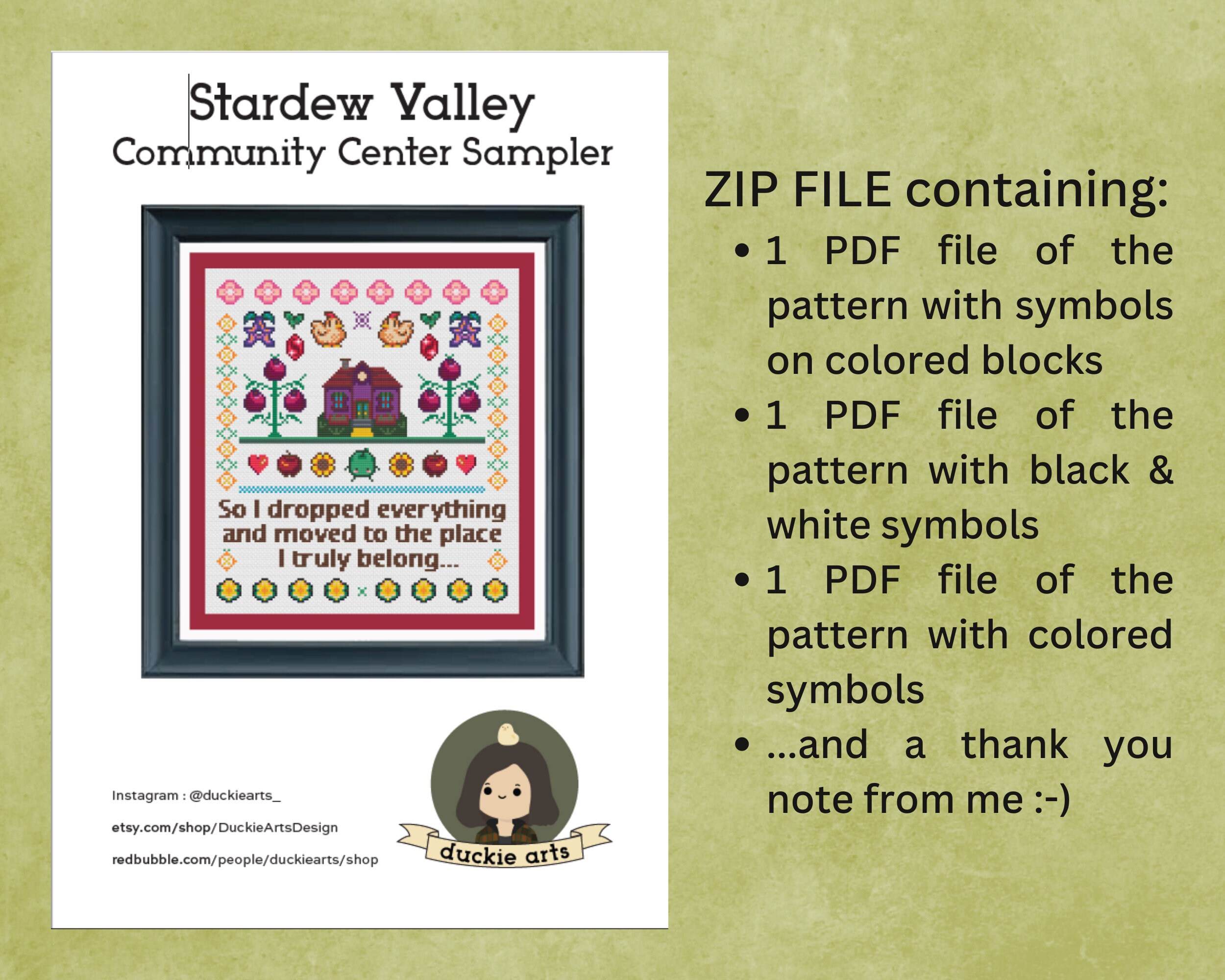 Stardew Valley Community Center Sampler Cross Stitch Pattern PDF ...