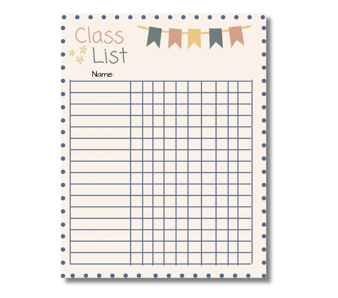 Class List - Digital File - Etsy