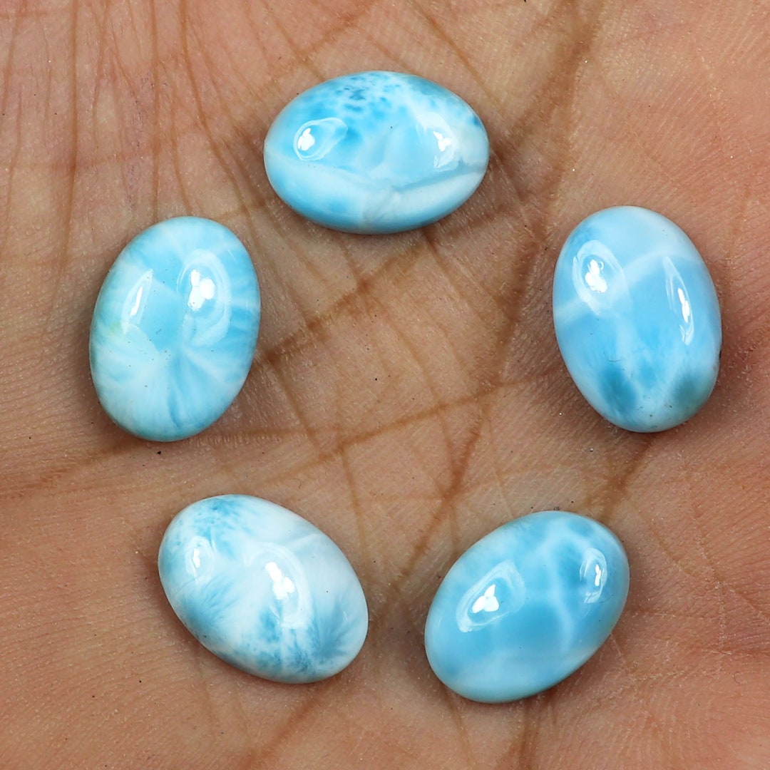 Oval Larimar Cabochon, Natural Loose Gemstone (12x16mm) - Etsy