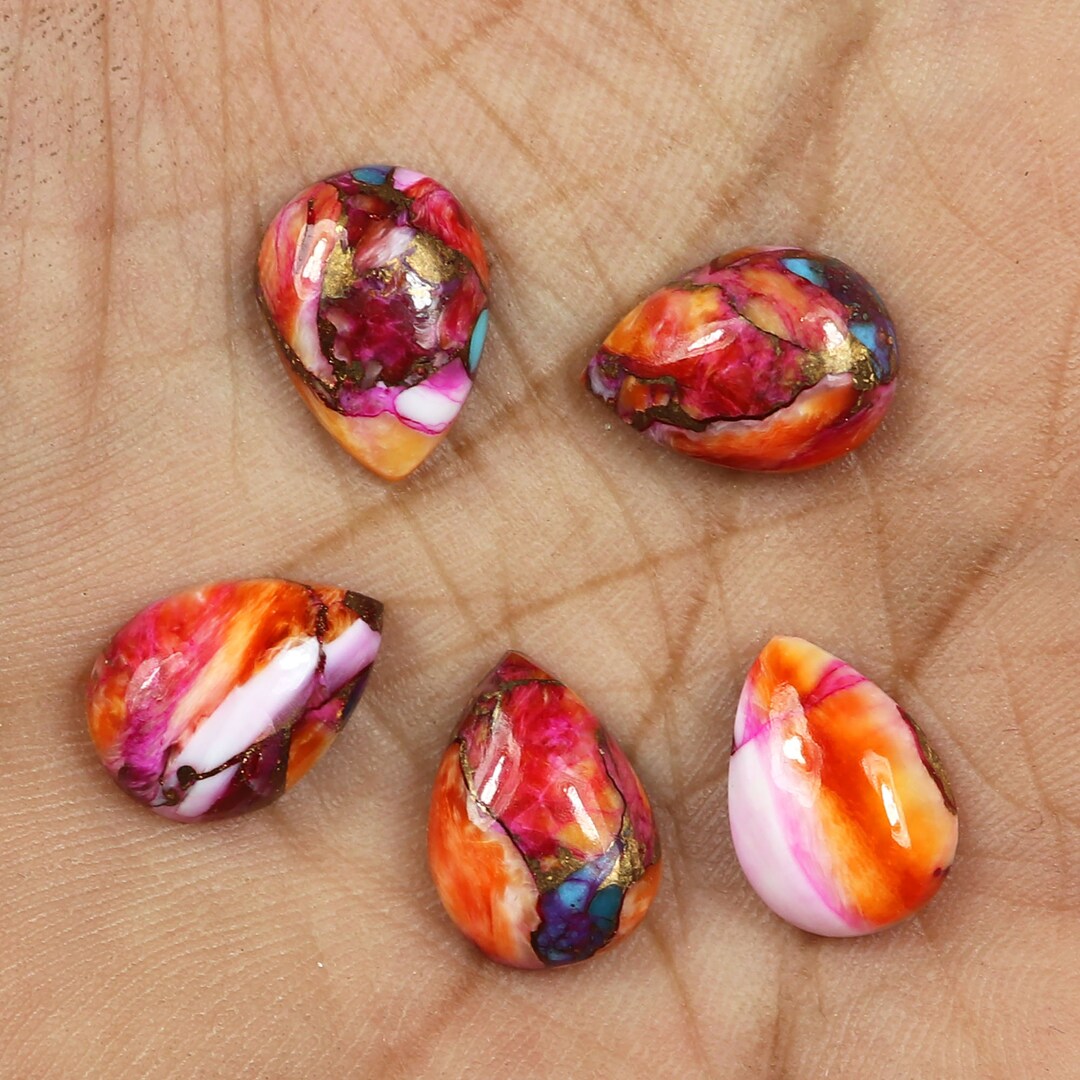 Pink Turquoise Stone, Mohave Turquoise Cabochon, Pink Oyster Copper ...