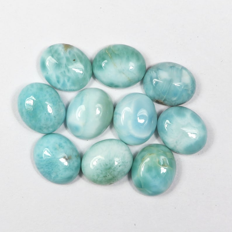 Natural Dominican Republic Larimar, Blue Larimar Stone, 10x12mm, Oval Gemstone, Calibrated Size ...