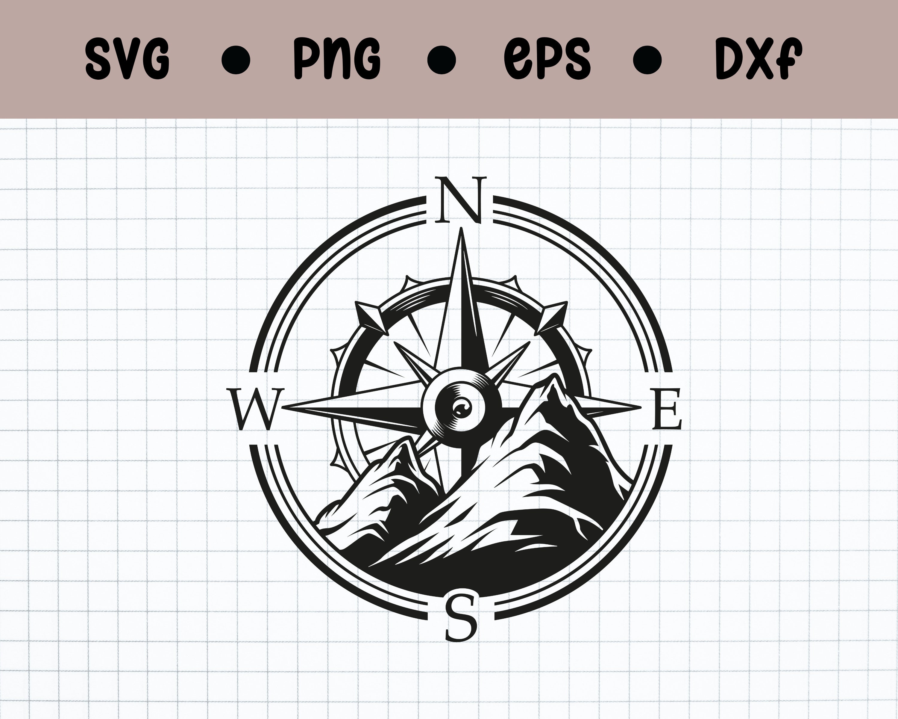 Compass Mountain Svg | Half Compass Svg | Mountain Range Svg | Cut ...