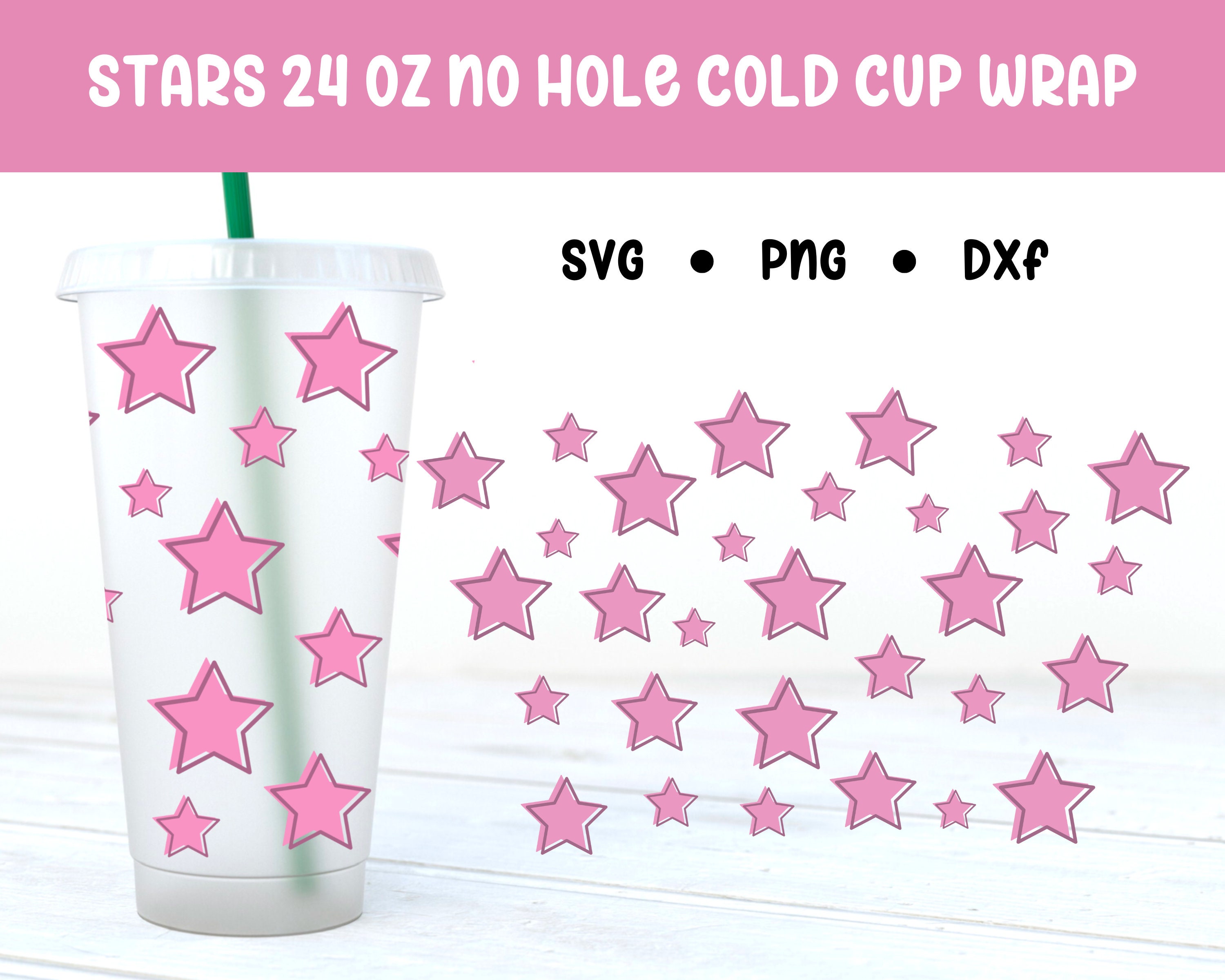 Stars Cold Cup Wrap Svg | Star Outline Cold Cup Svg | Star Cold Cup ...