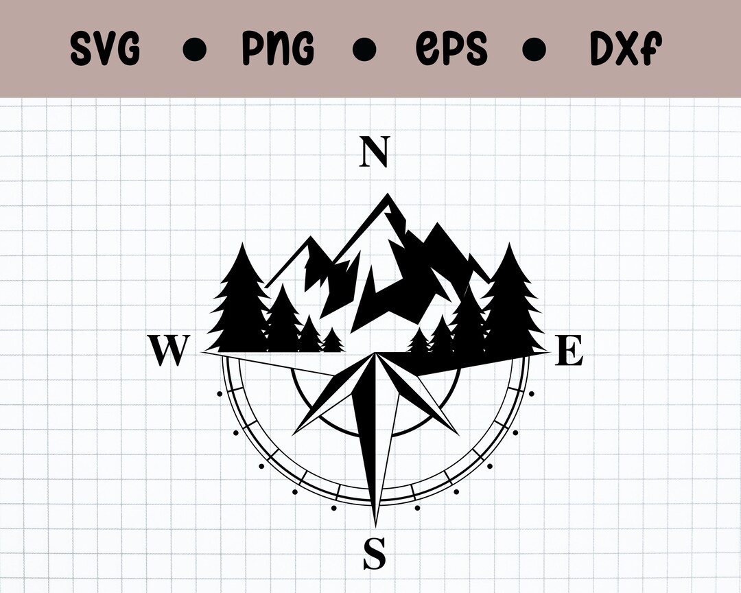 Compass Mountain Svg | Half Compass Svg | Mountain Range Svg | Cut ...