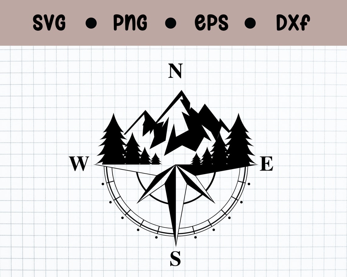 Compass Mountain Svg | Half Compass Svg | Mountain Range Svg | Cut ...
