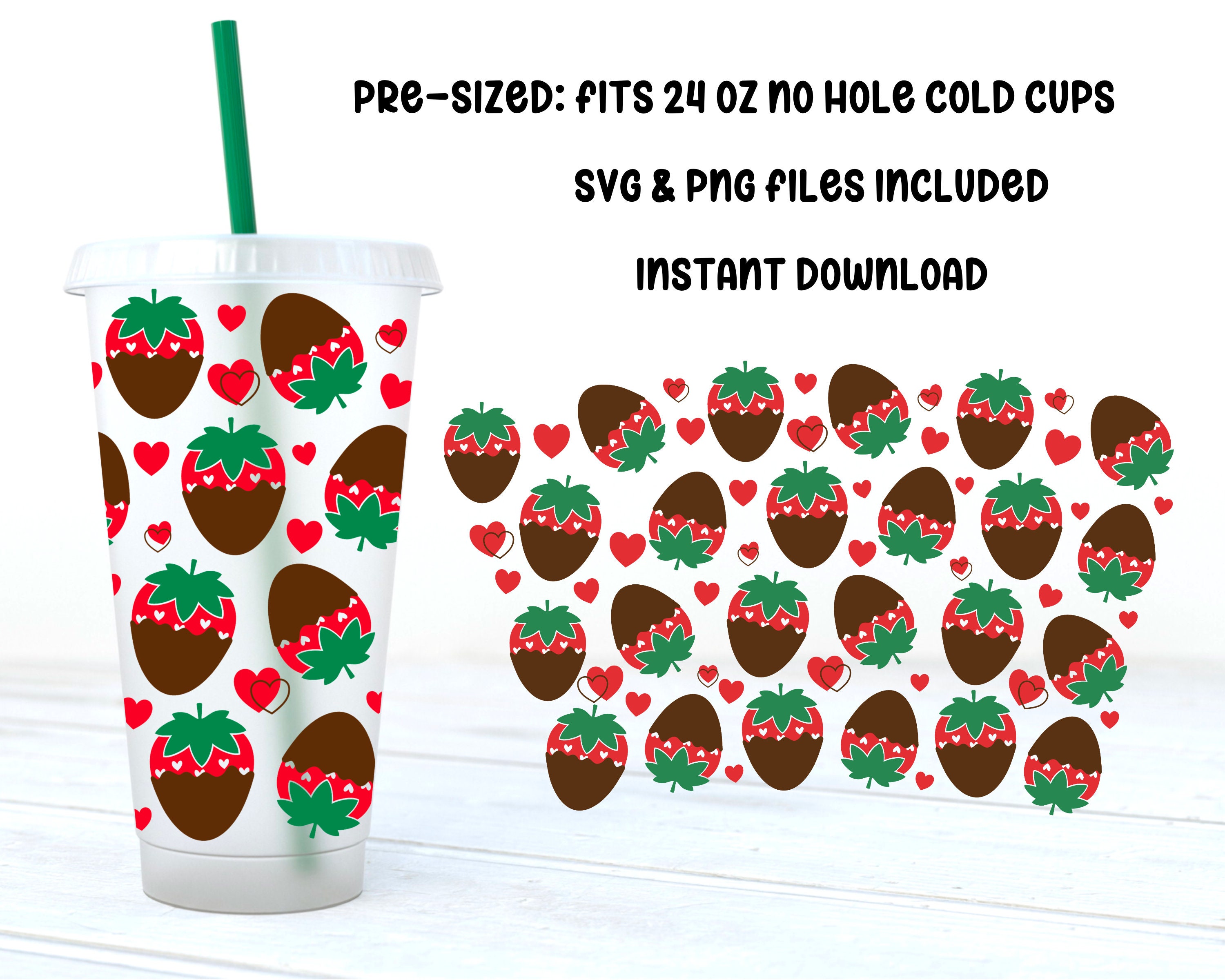 Strawberry Cold Cup Wrap Svg Chocolate Strawberry Cold Cup Valentines ...