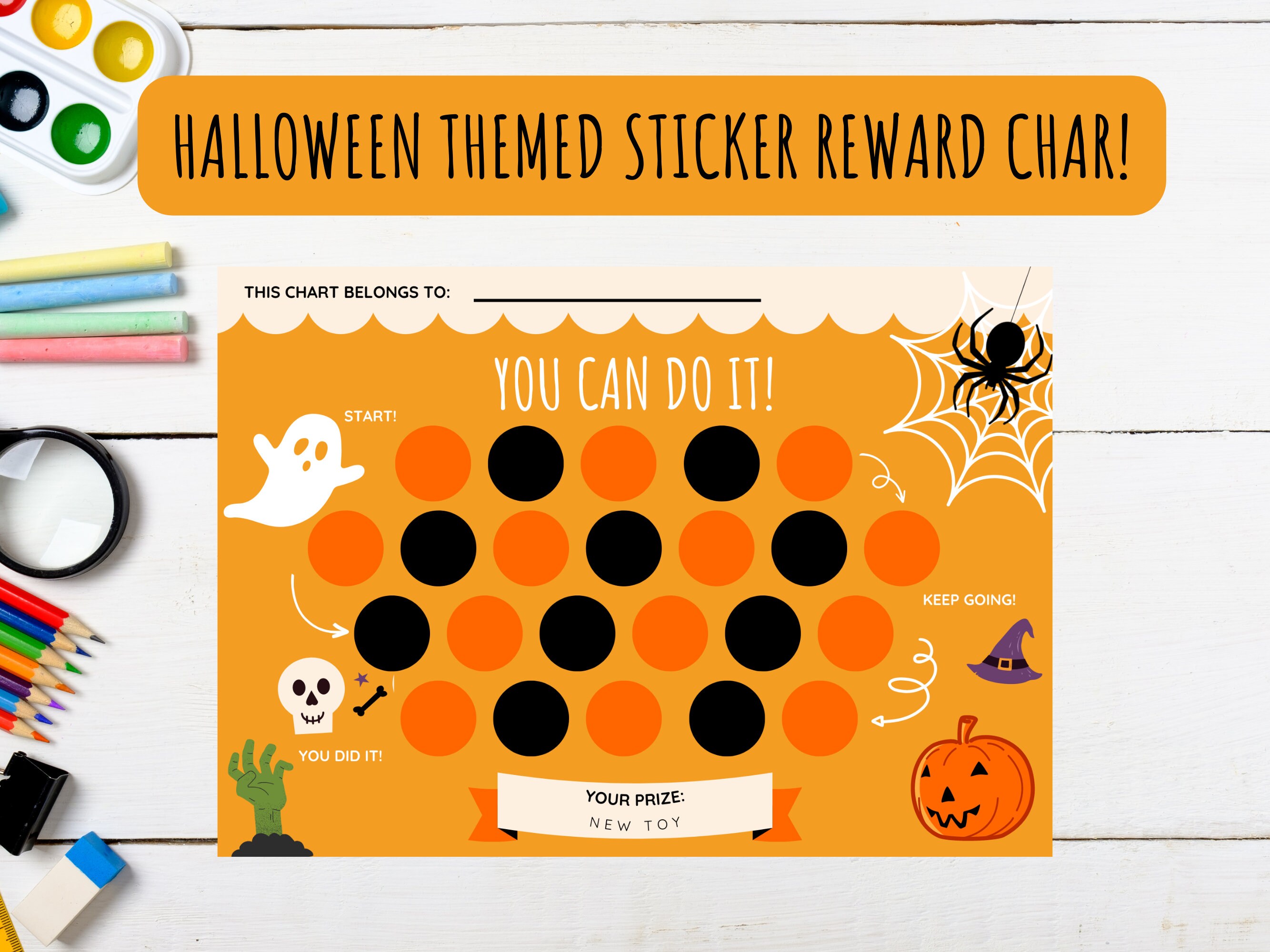 Halloween Themed Reward Chart Sticker Reward Chart Girl - Etsy