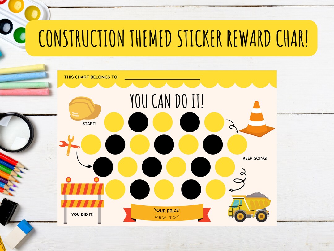 Construction Themed Reward Chart Sticker Reward Chart Boy - Etsy Australia