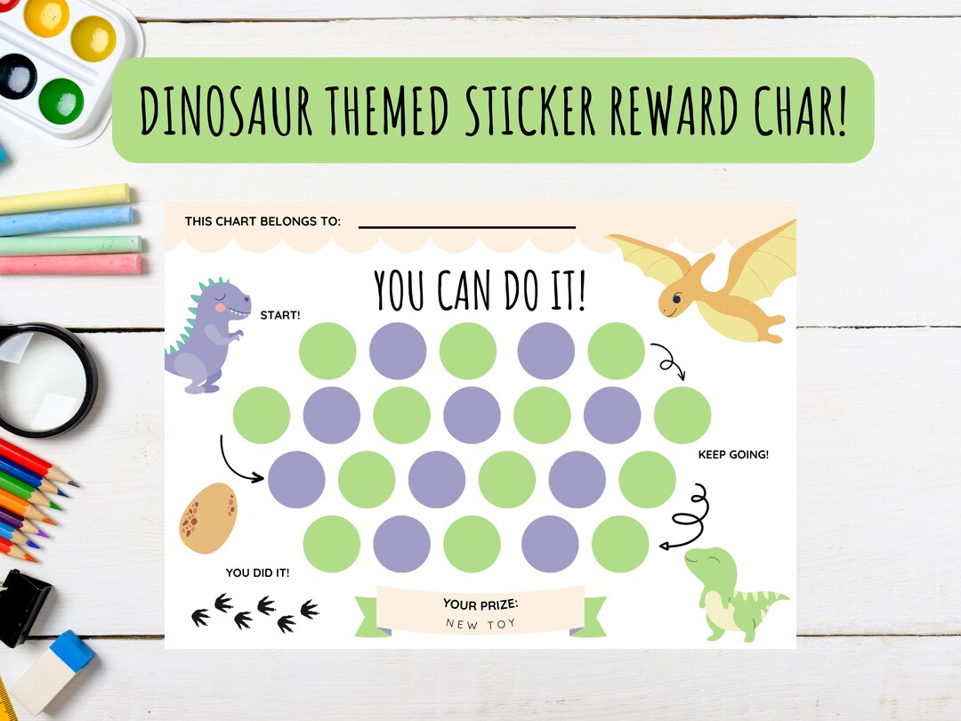 Dinosaur Themed Reward Chart Sticker Reward Chart Boy Girl - Etsy