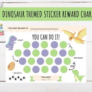 Dinosaur Themed Reward Chart Sticker Reward Chart Boy Girl - Etsy