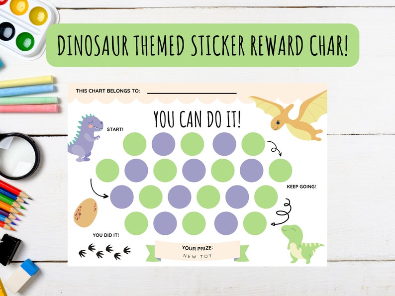Dinosaur Themed Reward Chart Sticker Reward Chart Boy Girl - Etsy