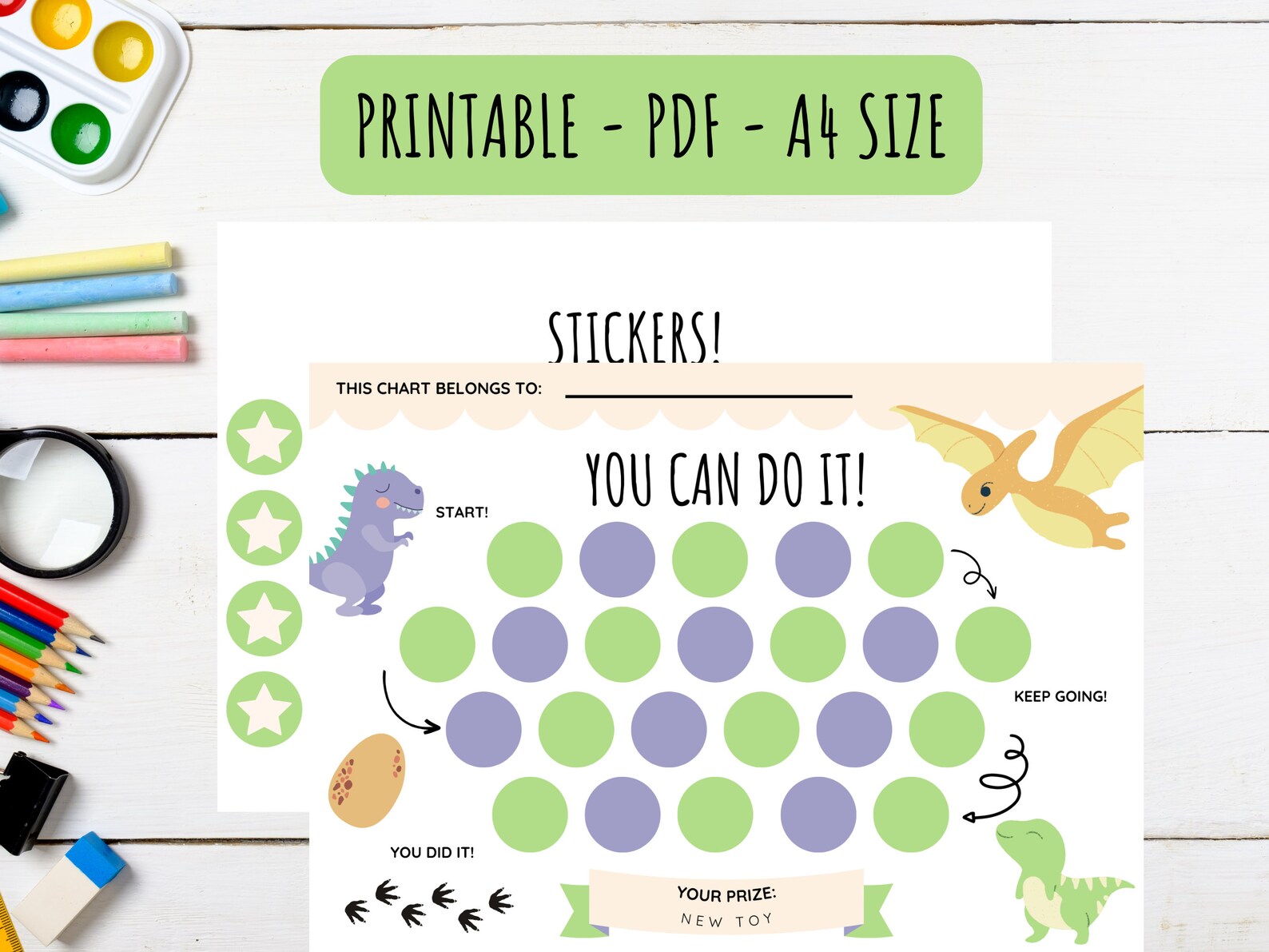 Dinosaur Themed Reward Chart Sticker Reward Chart Boy Girl - Etsy