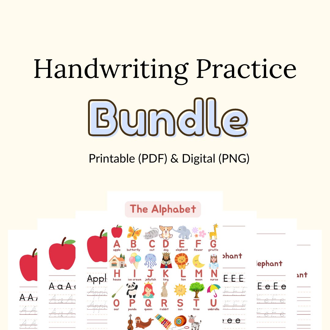 Handwriting Practice Bundle, Printable and Digital Handwriting ...