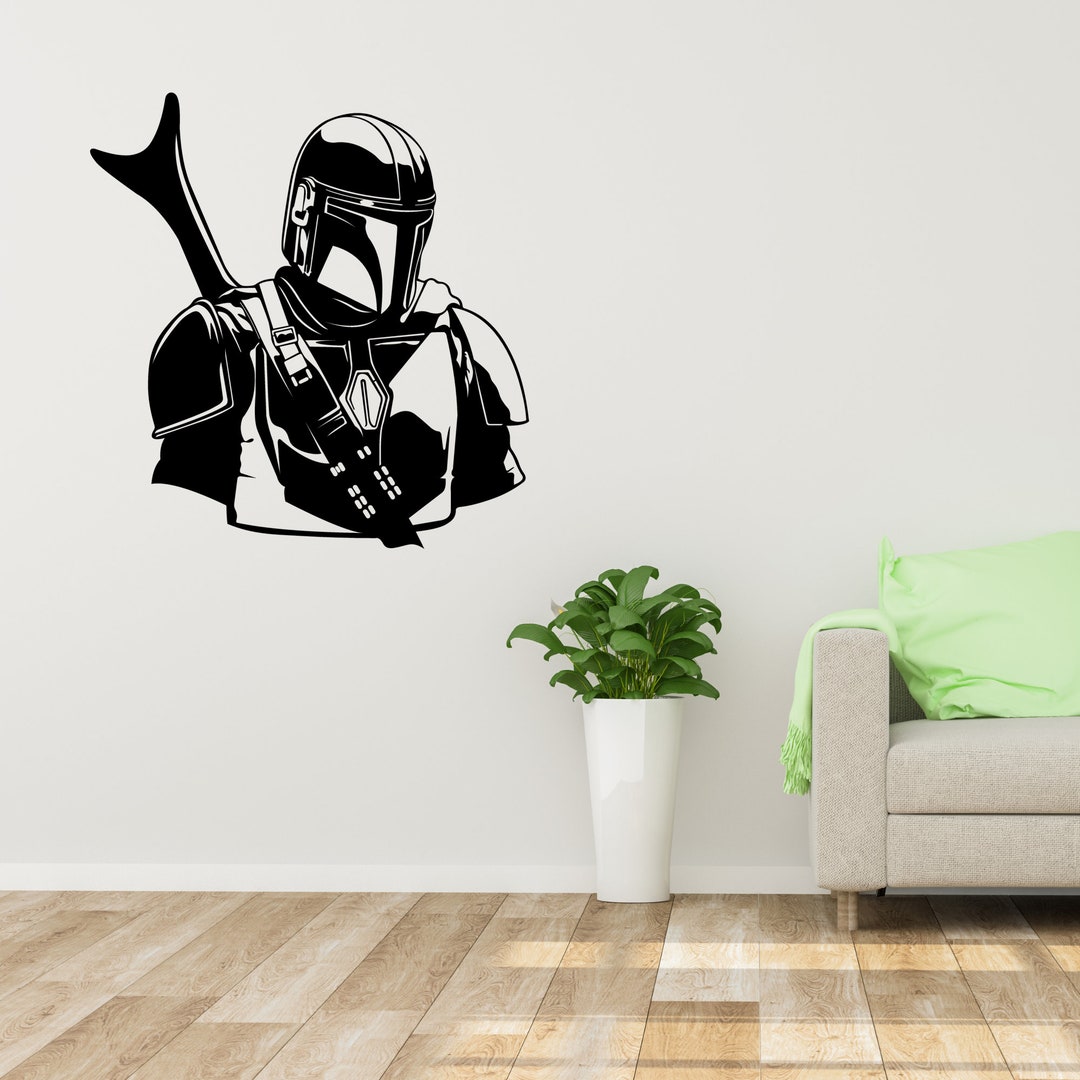 Mandalorian Laser Cut Wall Decor Cut Svg Dxf File Wall Sticker Pdf Cnc ...