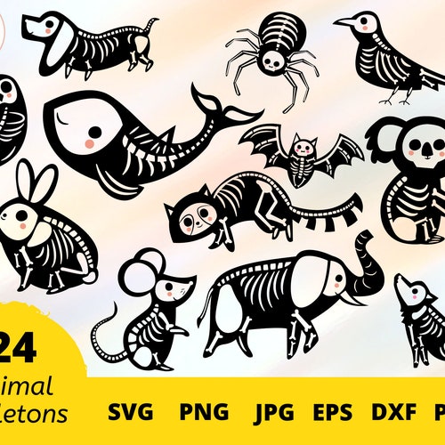 Animal Skeleton SVG Bundle Halloween Skeleton Svgs Dog - Etsy