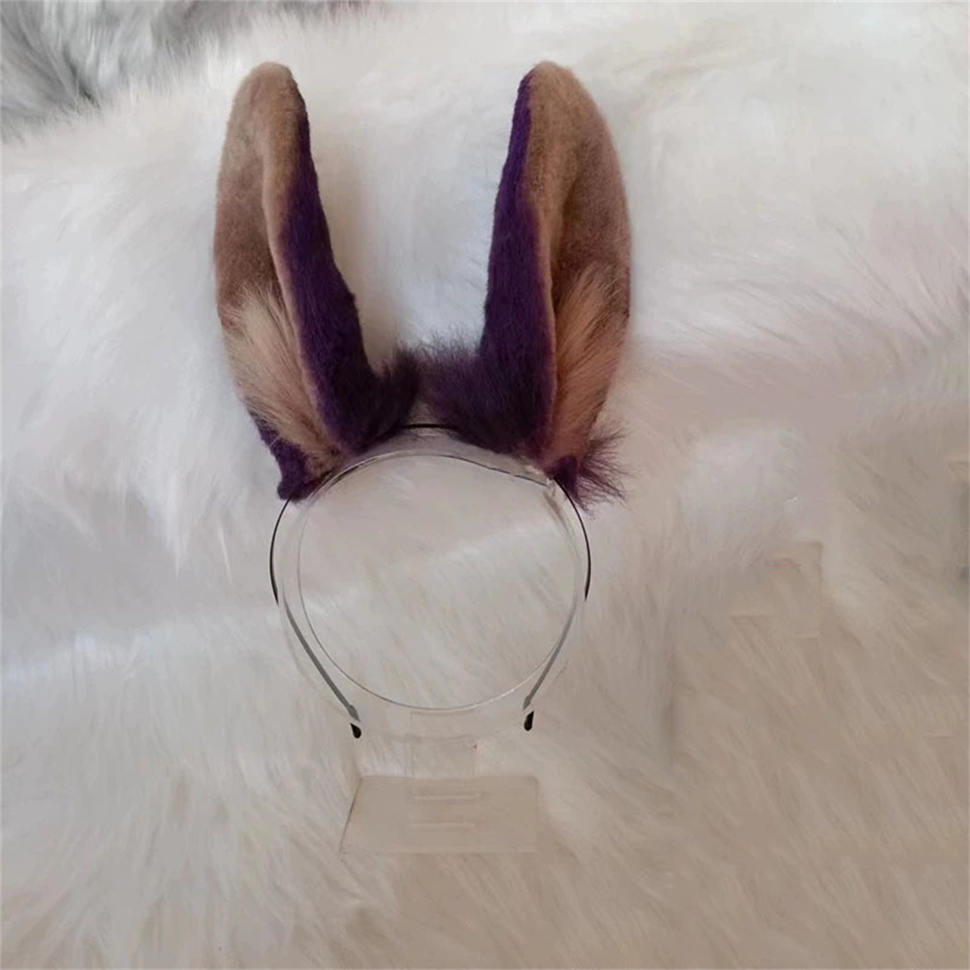 Custom Color-purple Brown Rabbit Ears Hairband Cos Plush - Etsy