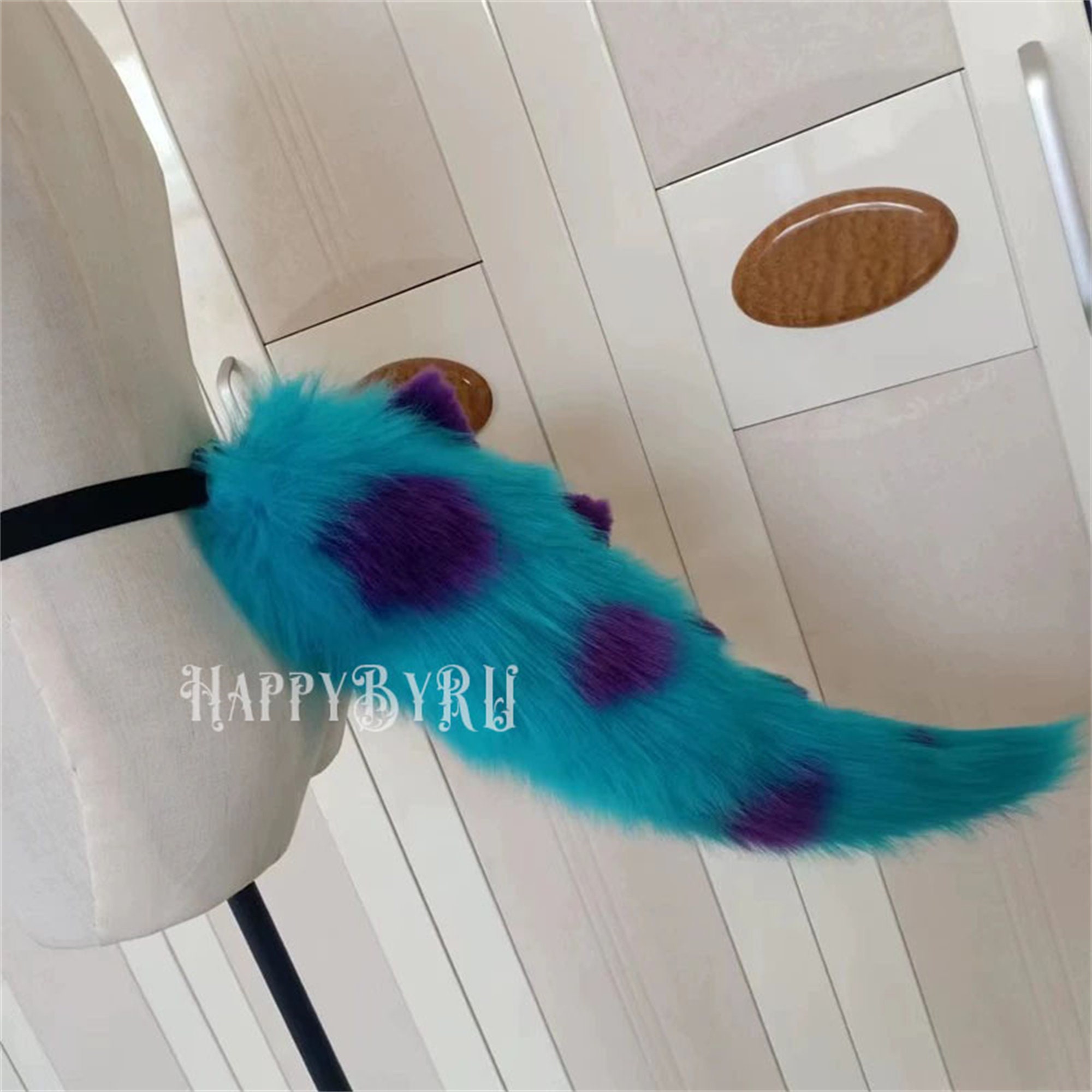 Furry Blue Purple Monsters Tail With Black Belt Cosplay - Etsy