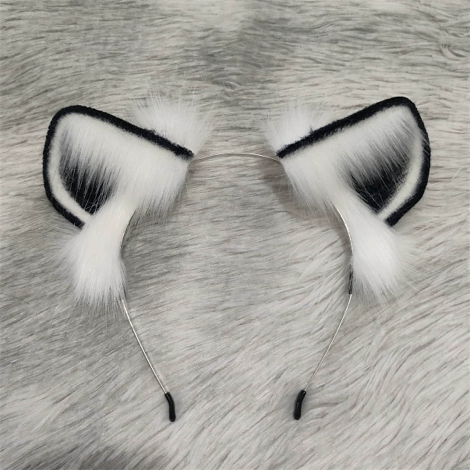 Realistic Furry Black White Tiger Ear Headband,handmade Cosplay Animal ...