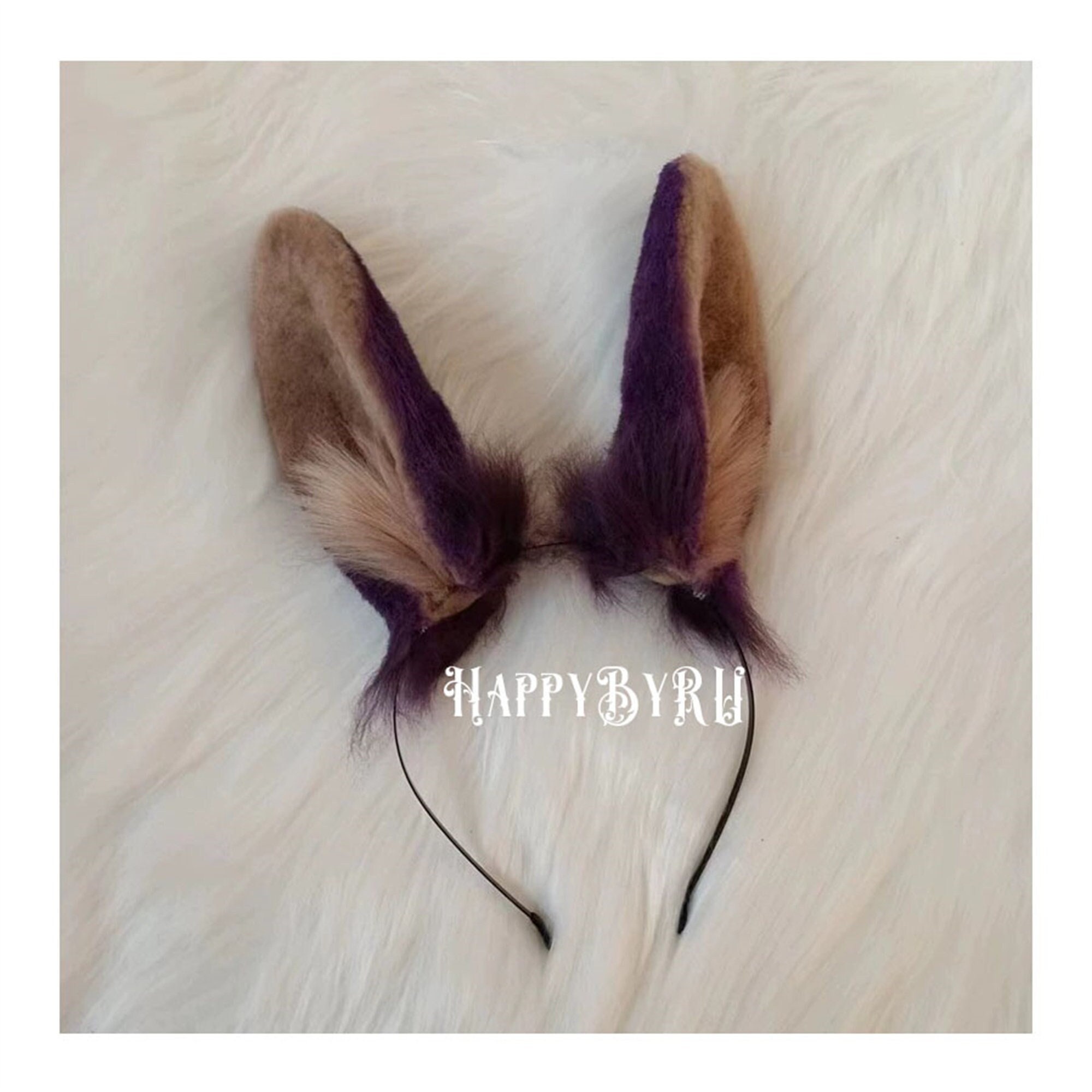 Custom Color-purple Brown Rabbit Ears Hairband Cos Plush - Etsy