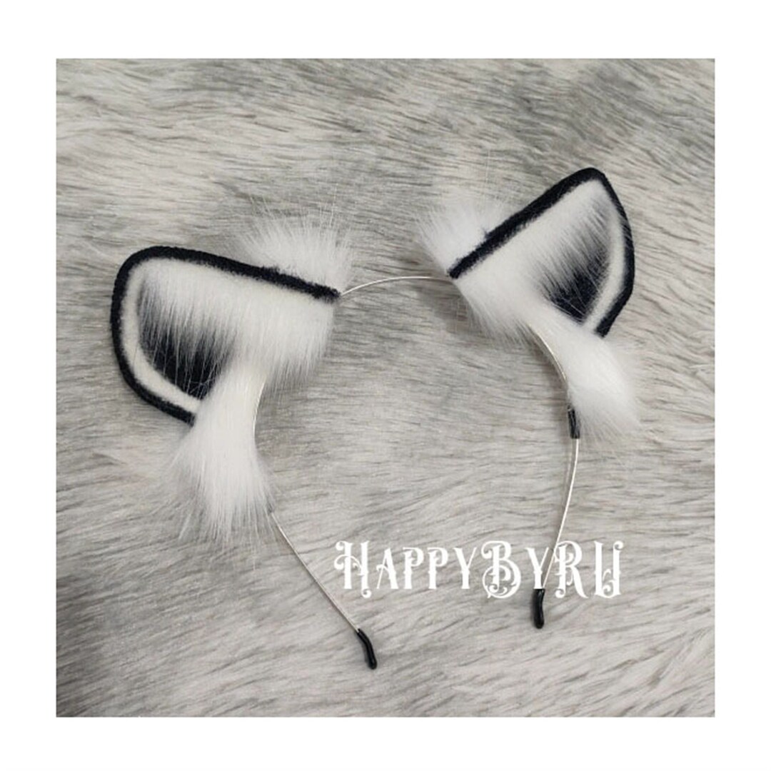 Realistic Furry Black White Tiger Ear Headband,handmade Cosplay Animal ...