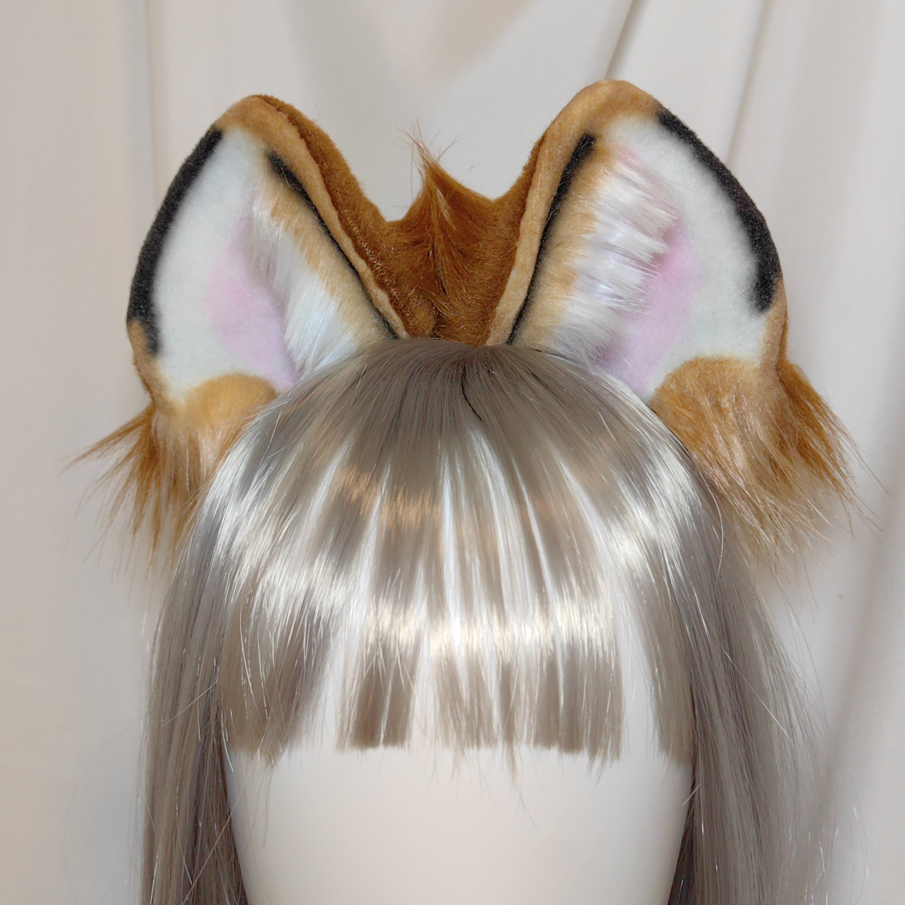 Furry Tiger Ears Tail Set With Transparent Belt , Yellow Black Stripe ...