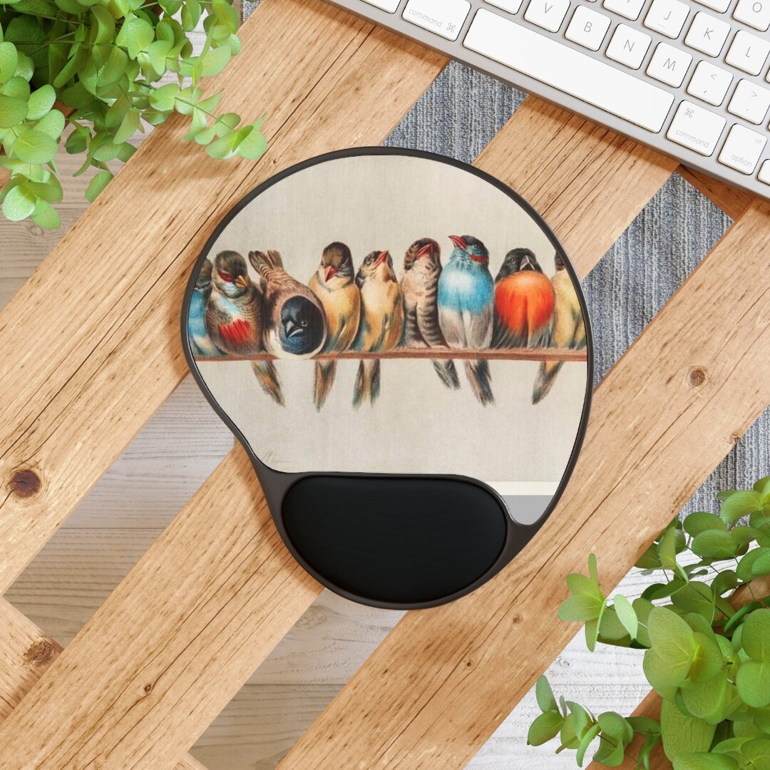 Birds in a Row on a Branch-mouse Pad With Wrist Rest - Etsy