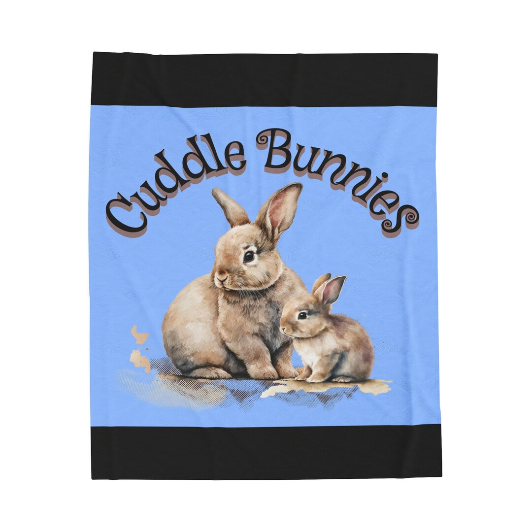 Rabbits, Bunnies in Blue, Cuddle Bunnies Blanket, Rabbit Lover ...