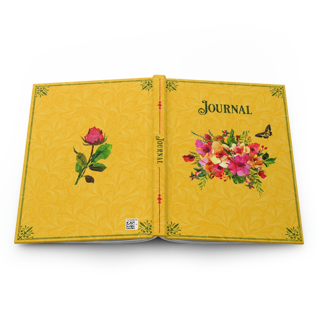 Vintage Style Journal, Victorian, Yellow Journal, Floral Journal ...