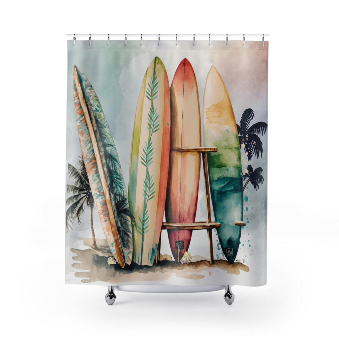 Surf Boards, Surfer, Surfing Lover, Surf Board Shower Curtains, Gift ...
