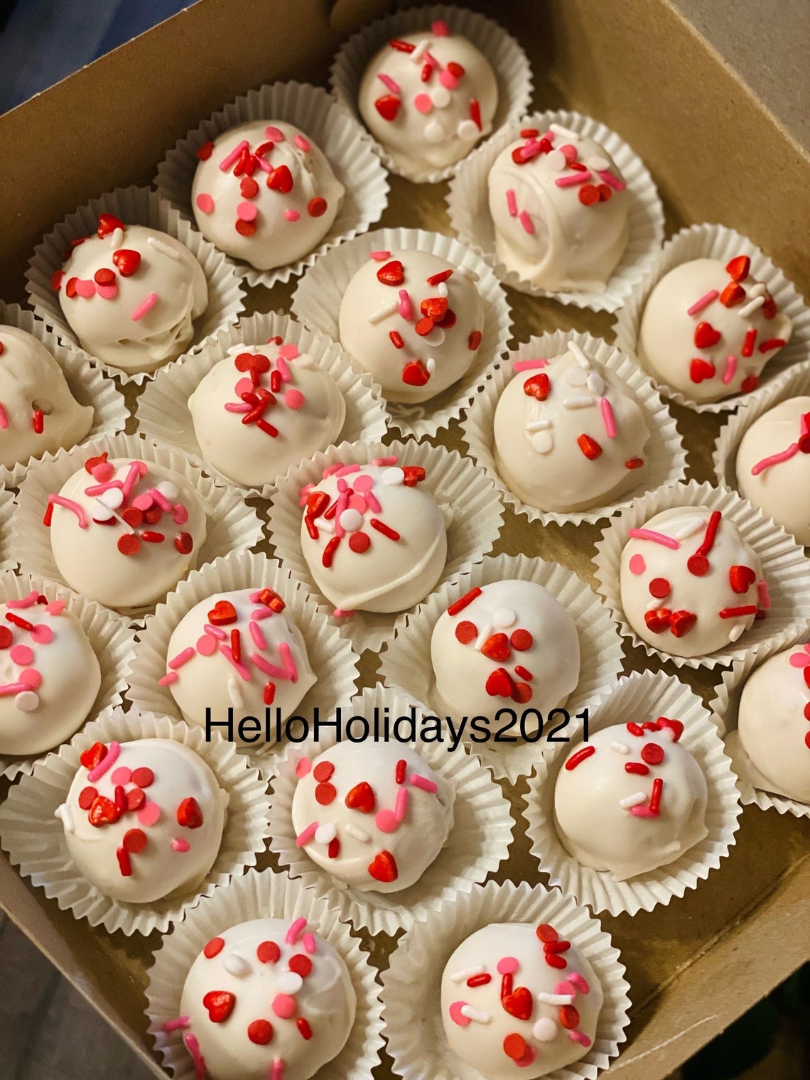 2 Dozen Vanilla Valentine’s Day Cake Balls! Dipped in Vanilla White ...