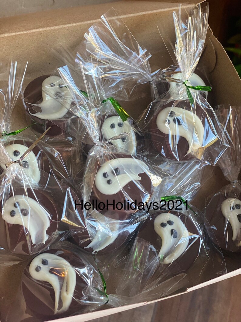 Ghost Themed Oreos! 1 Dz Choc Covered Oreos- With a Ghost Them. HEAT ...