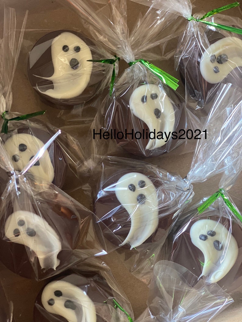 Ghost Themed Oreos! 1 Dz Choc Covered Oreos- With a Ghost Them. HEAT ...