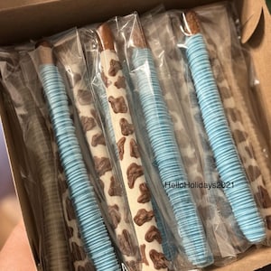 1 Dozen Cow Print & Light Blue/drizzled in Light Blue Chocolate ...