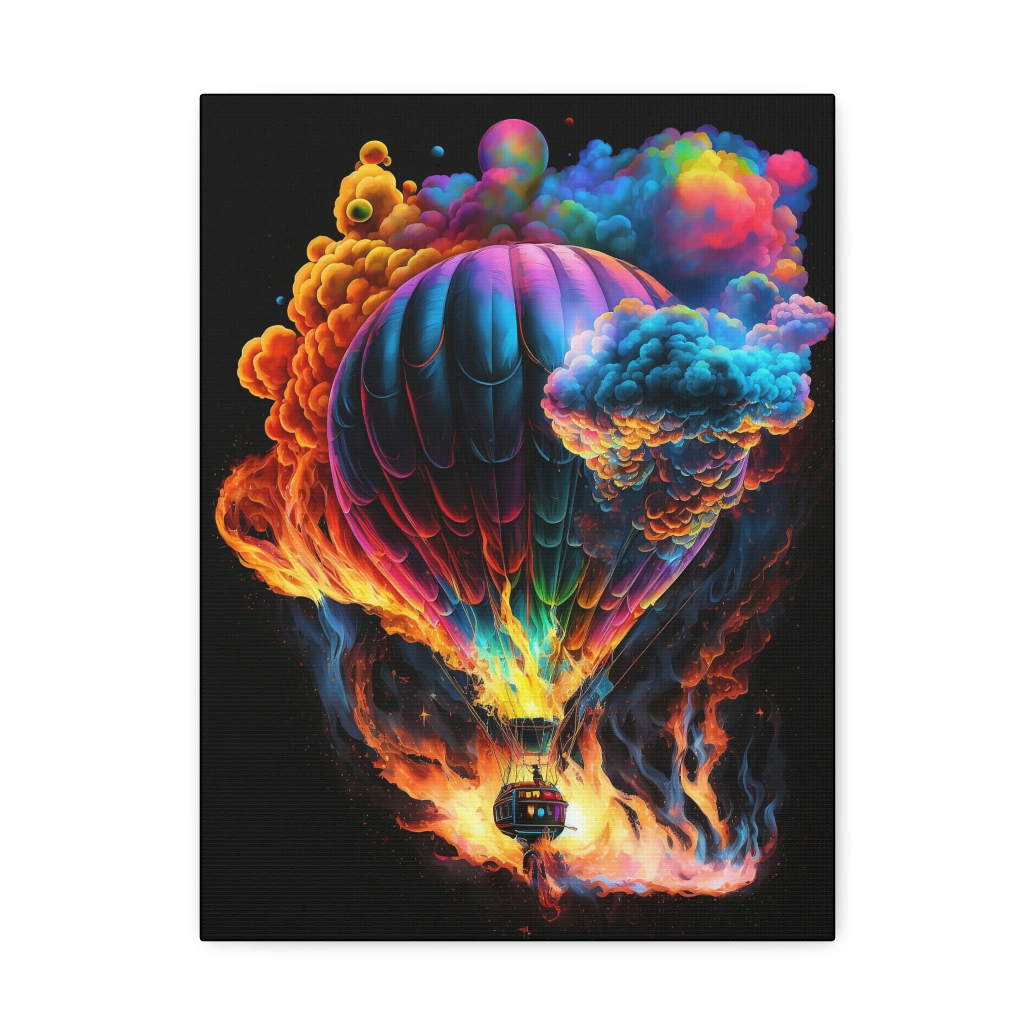 Hot Air Balloon Neon Art Trippy Vibrant Satin Canvas stretched - Etsy