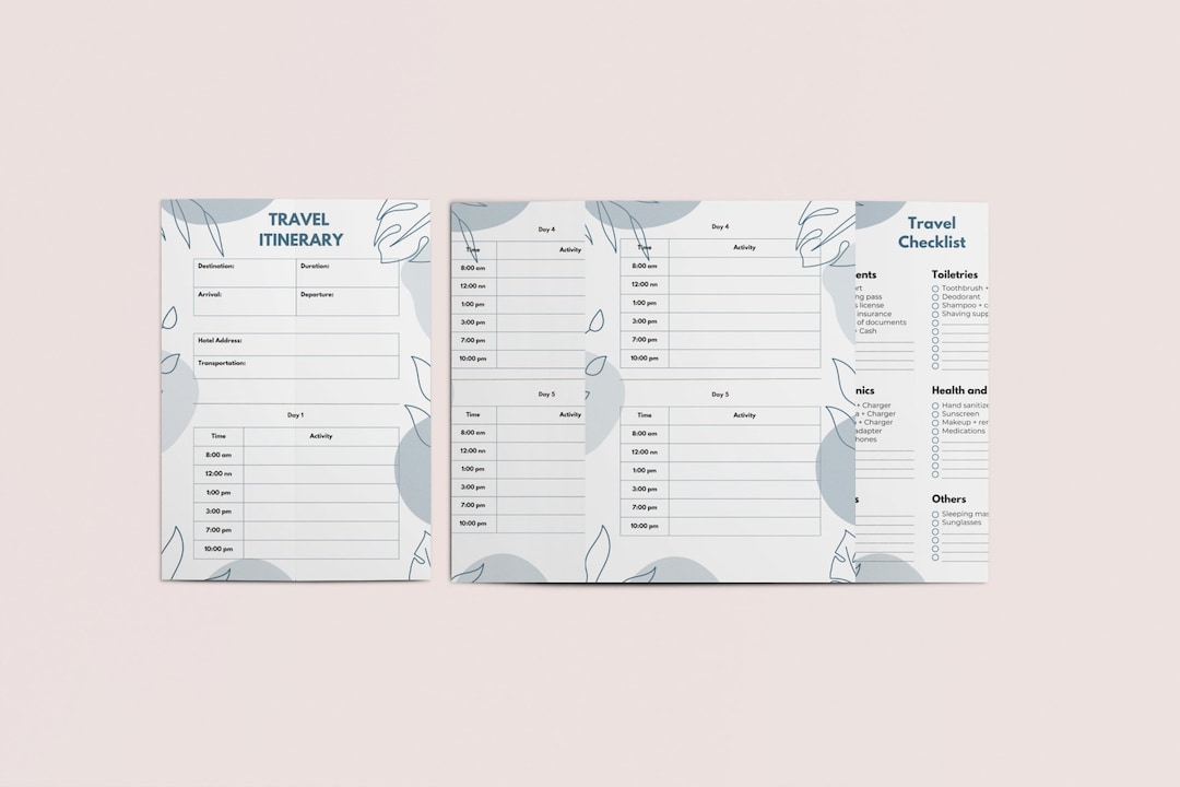 2 Week Printable Travel Itinerary Template Instant Download Travel ...