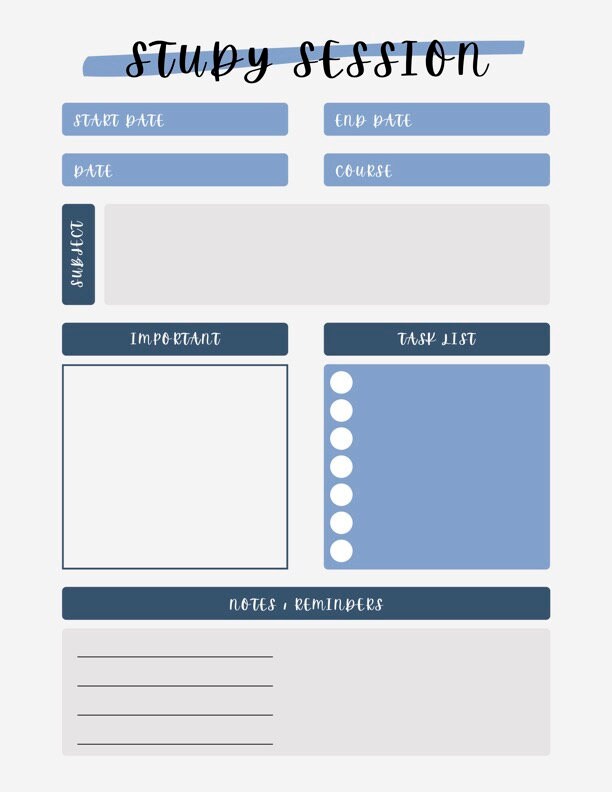 Instant Study Guide Printable Study Guide College Organizer College ...