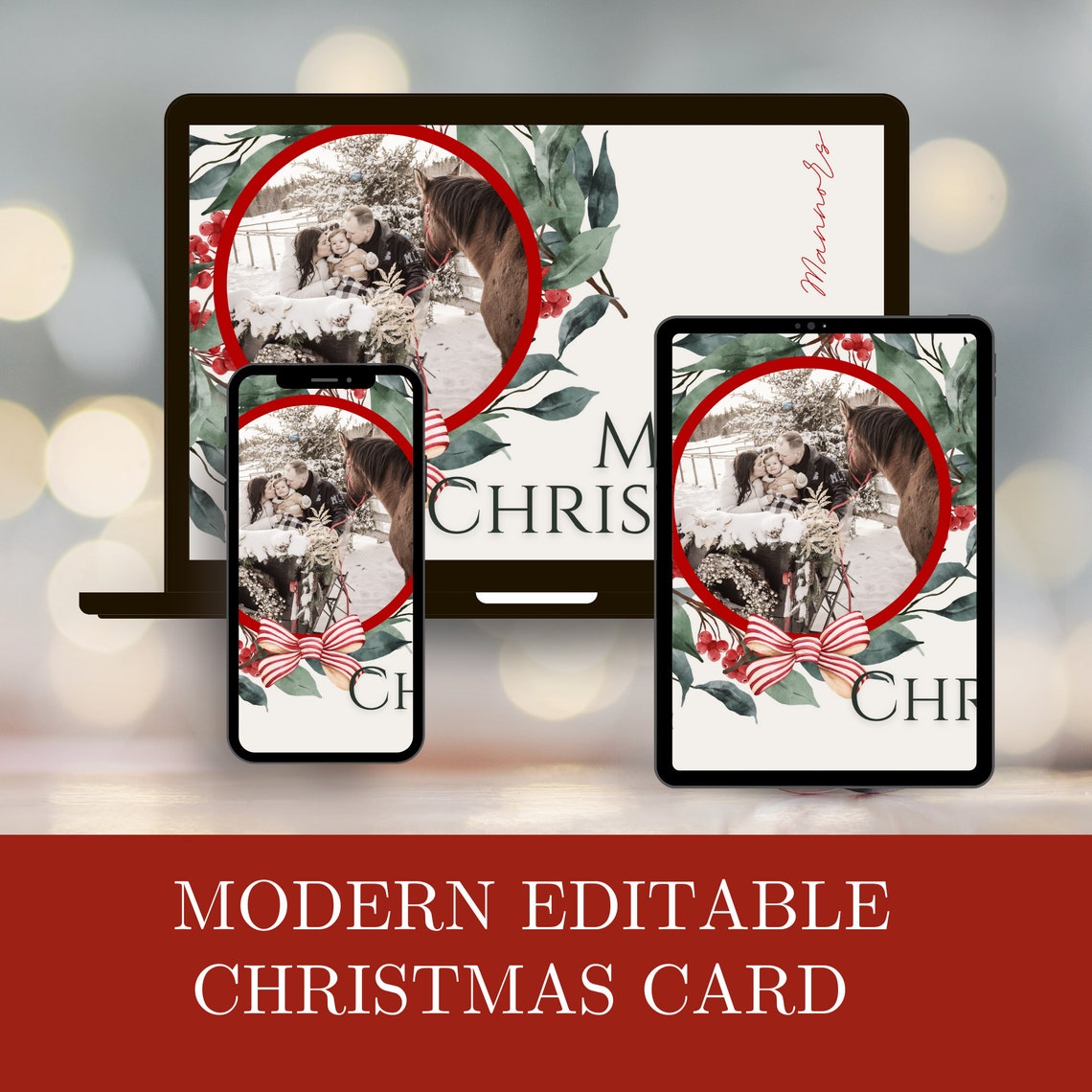 Editable Christmas Cardsinsert Photo Christmas Cardxmas Card - Etsy Canada