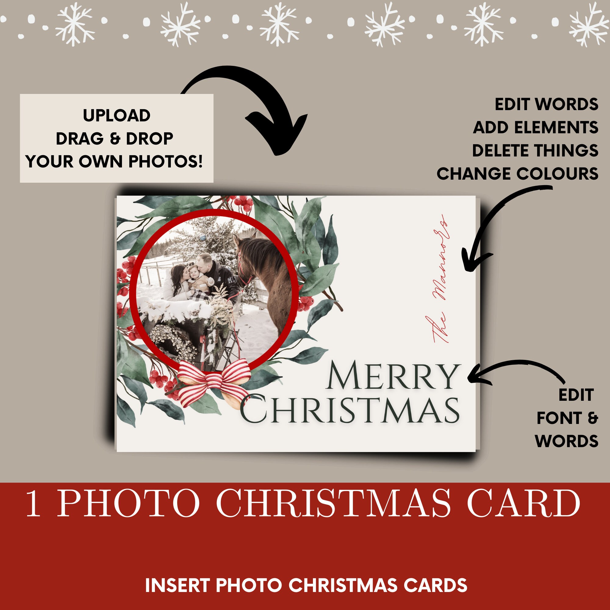 Editable Christmas Cardsinsert Photo Christmas Cardxmas Card - Etsy Canada