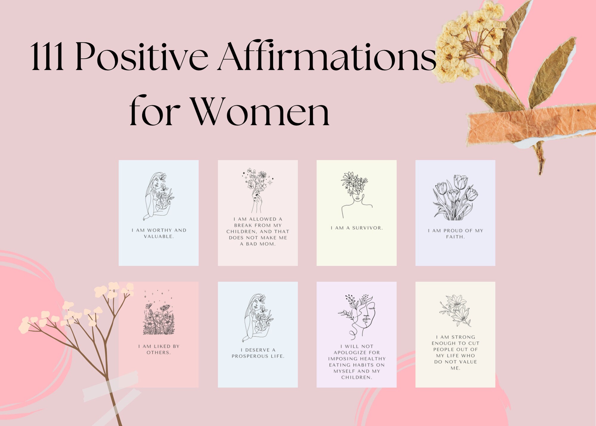 111 Positive Affirmation Quotes for Women Digital Download, Mindfulness ...