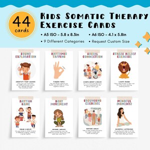 44 Somatic Therapy Coping Skill Cards for Kids, PTSD Therapy Grounding ...