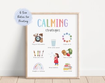Therapy Poster, Calming Strategies Print, Therapy Office Decor, Calming ...
