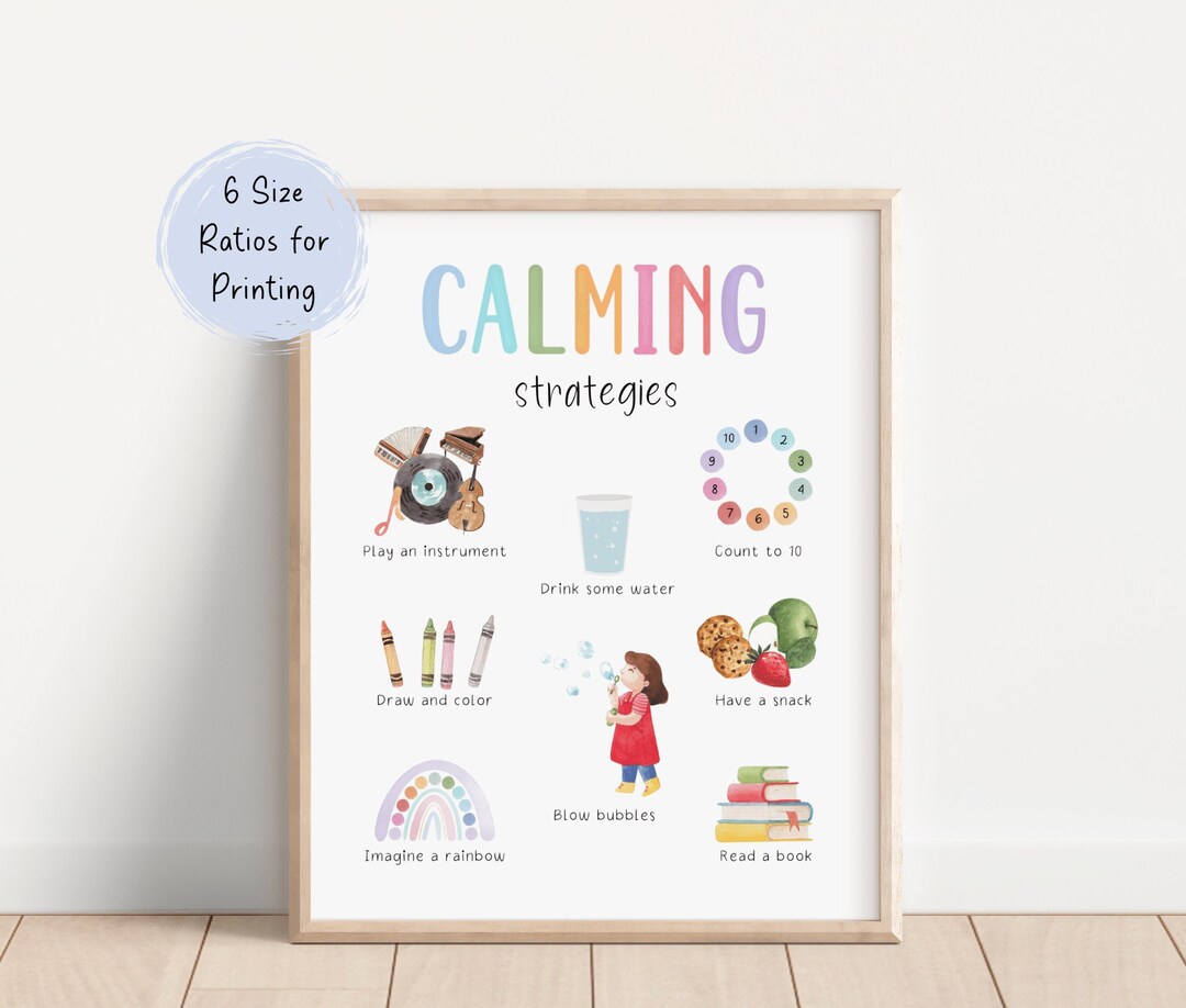 Calming Strategies Print, Therapy Office Decor Print, Calming ...