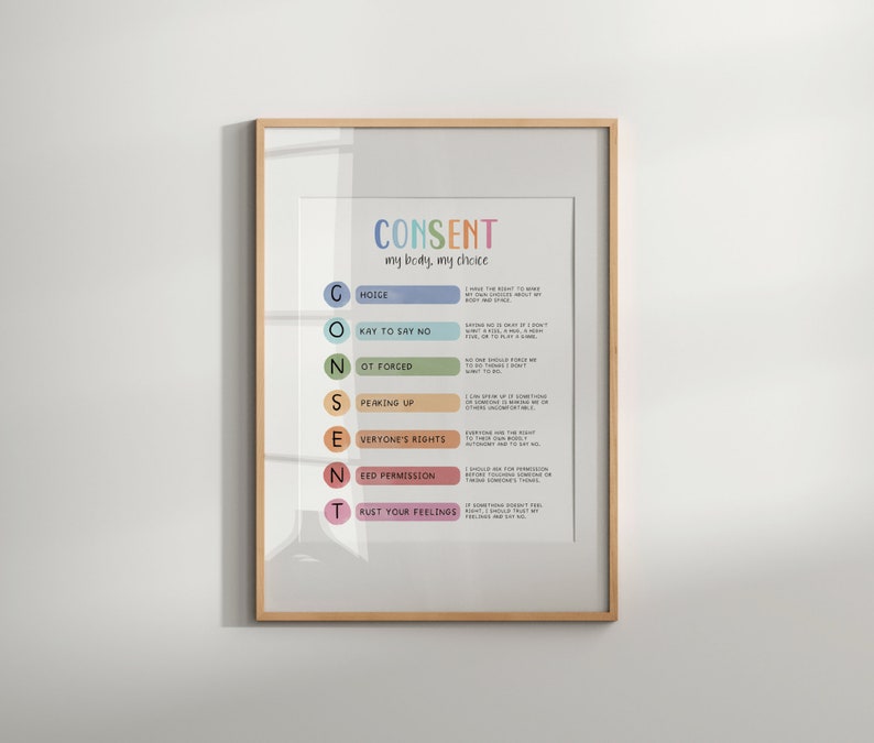 Consent My Body My Choice Print, School Psychologist Therapy Office ...